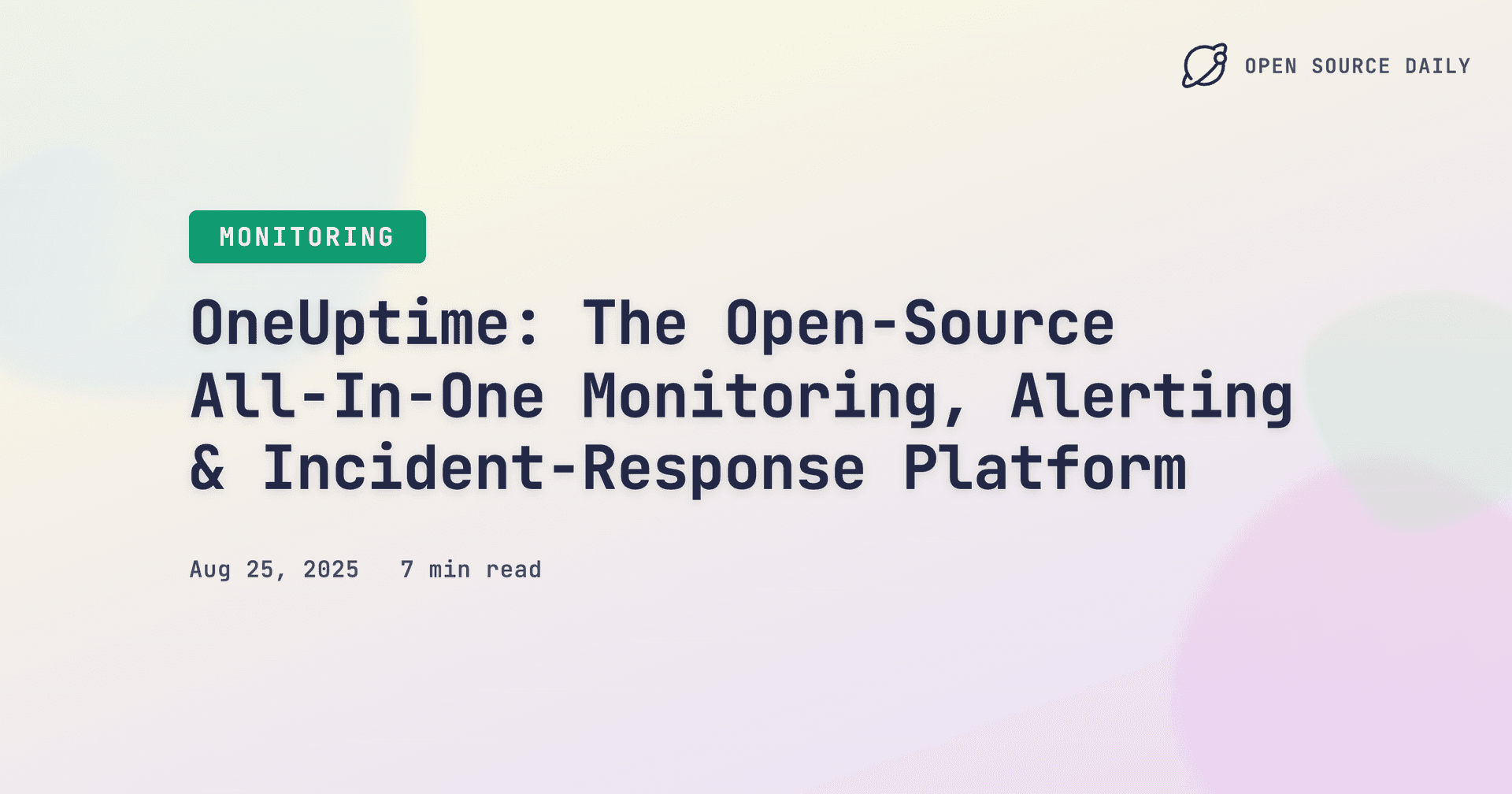OneUptime: The Open‑Source All‑In‑One Monitoring, Alerting & Incident‑Response Platform | Open ...